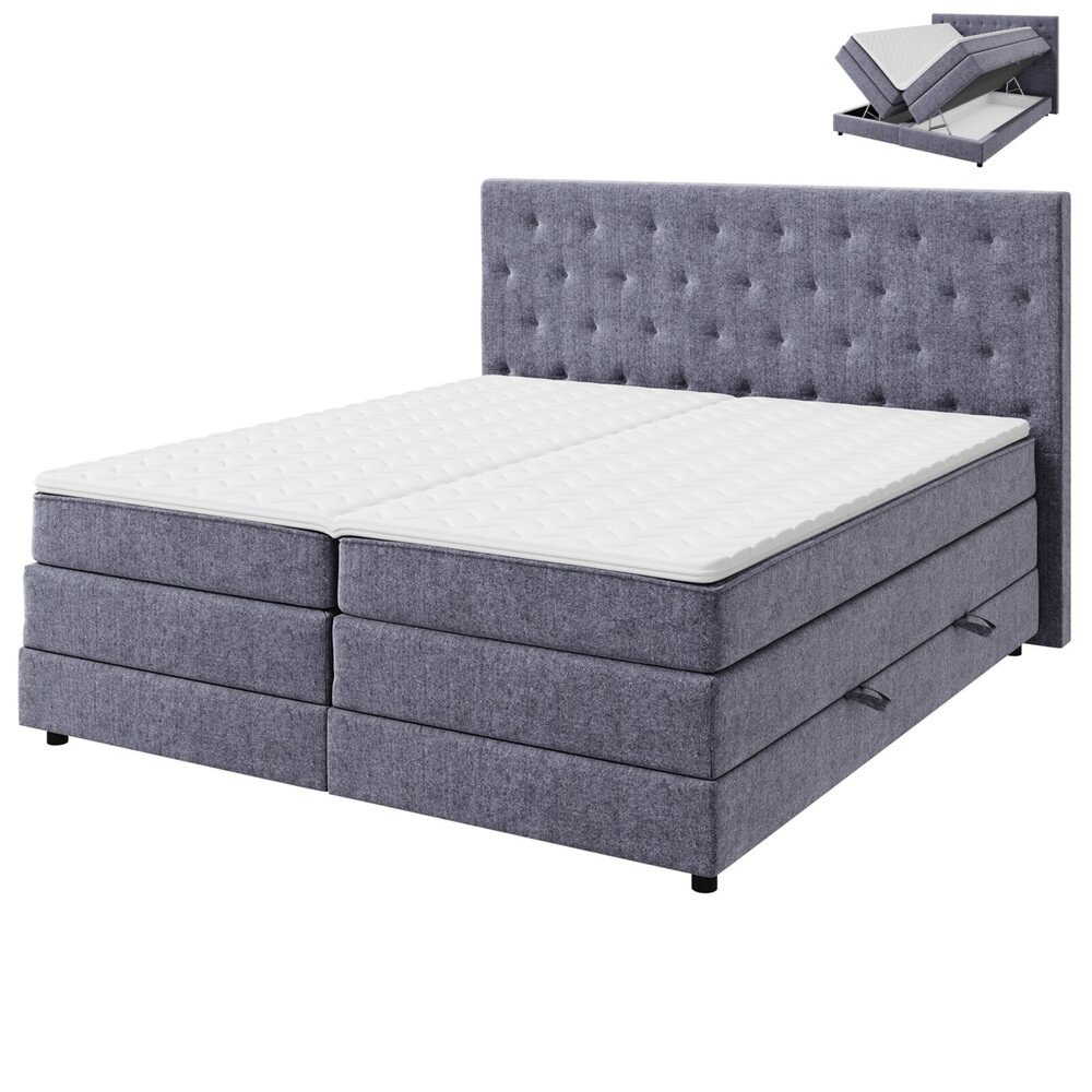 Boxspringbett - grau - H3 - 180x200 cm | Online bei ROLLER kaufen