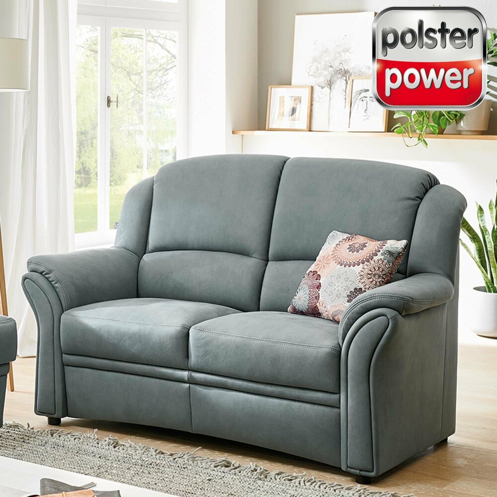polsterpower 2-Sitzer-Sofa - grau-blau - Microfaser | Online bei ROLLER ...