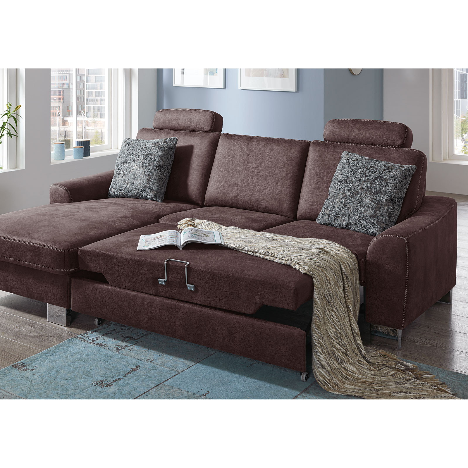 polsterpower Ecksofa - braun - mit Funktionen - Canapé links | Online ...