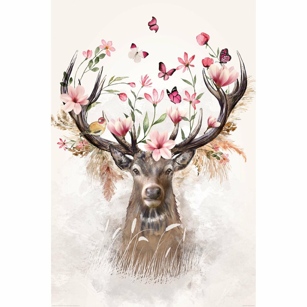 Deco Panel BLUMEN & HIRSCH - 60x90 cm | Online bei ROLLER kaufen